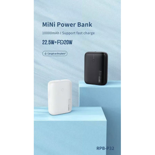 Recci Mini Power Bank 10000mAh 22.5W PD20W - RPB-P32 - Black - RPB-P21